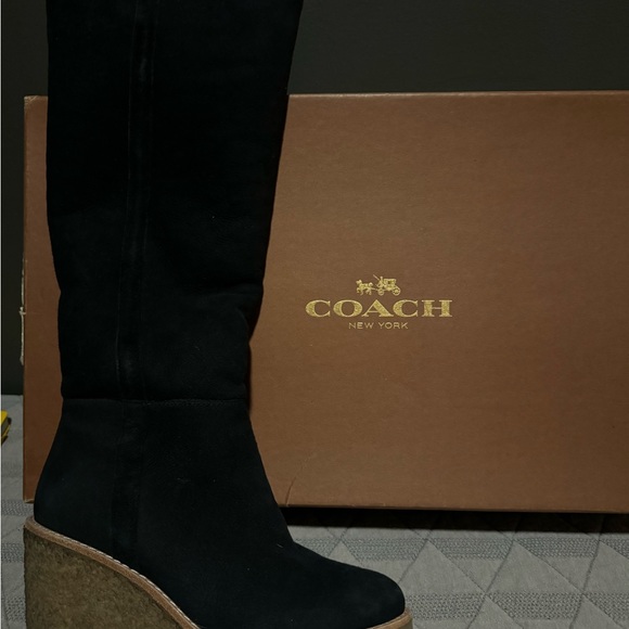 Coach | Shoes | Vintage Coach Keely Double Faced Shearling Wedge Boots ...
